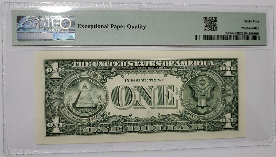 $1 Bill Fancy Serial Number PMG (Ladder Step Count - 64,65,66,67) - G ...