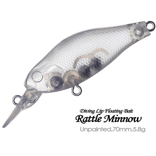 20PCS 7CM 5.8G Floating Rattle Minnow Handmade Unpainted Bait Blank ...