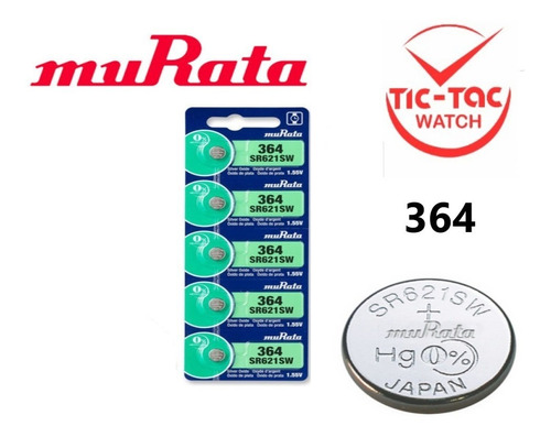 5 x SONY MURATA SR621SW 364 AG1 SILVER OXIDE 1.55V WATCH BATTERY ...