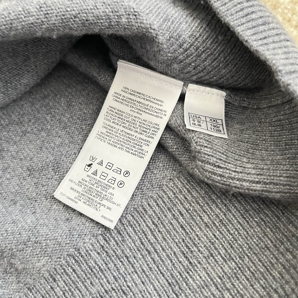 Brooks Brothers 3 Ply Scottish 100% Cashmere Sweater Mens XXL 2XL GRAY ...