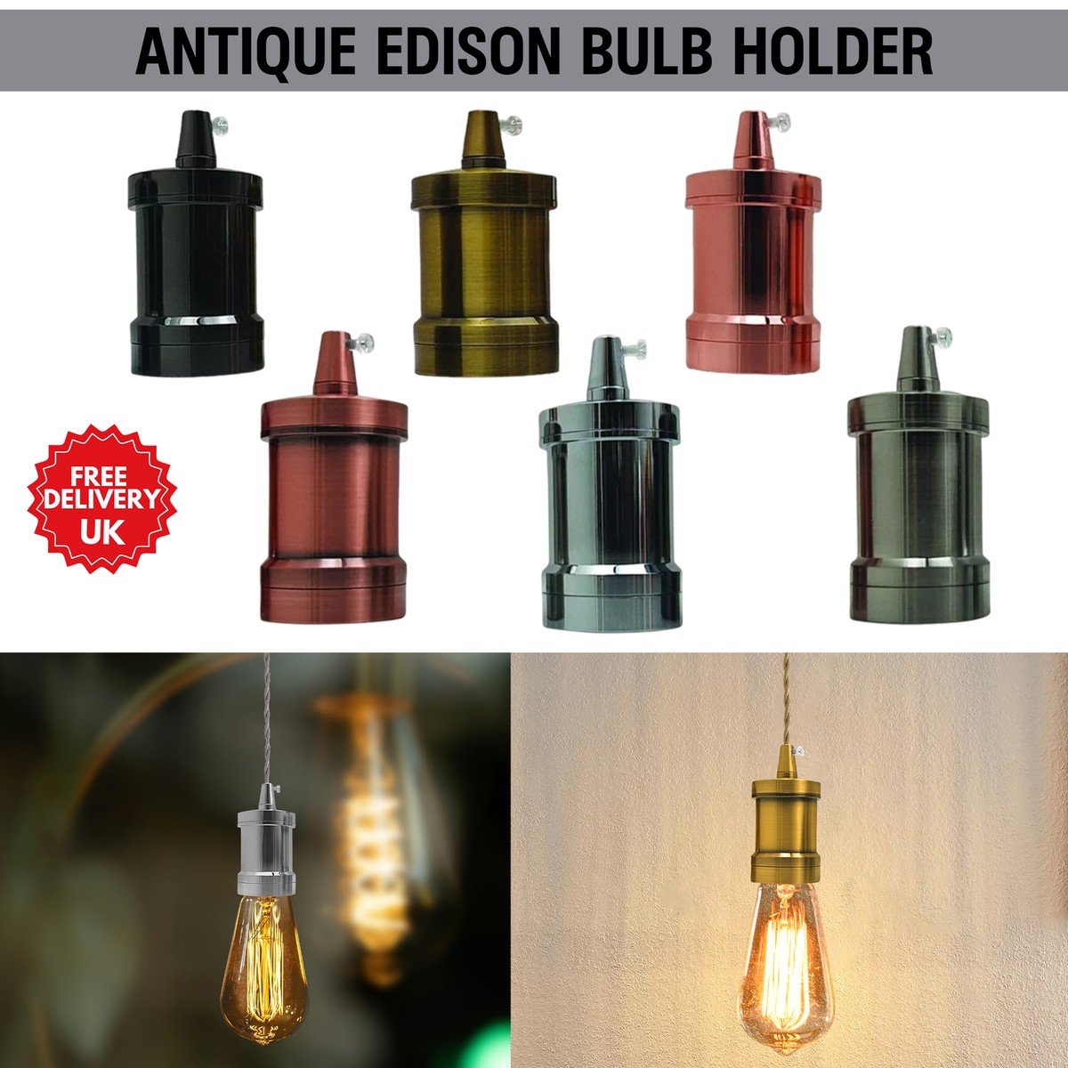 Industrial Light Socket 1pc E27 Bulb Pendant Light Holder For 110v/220