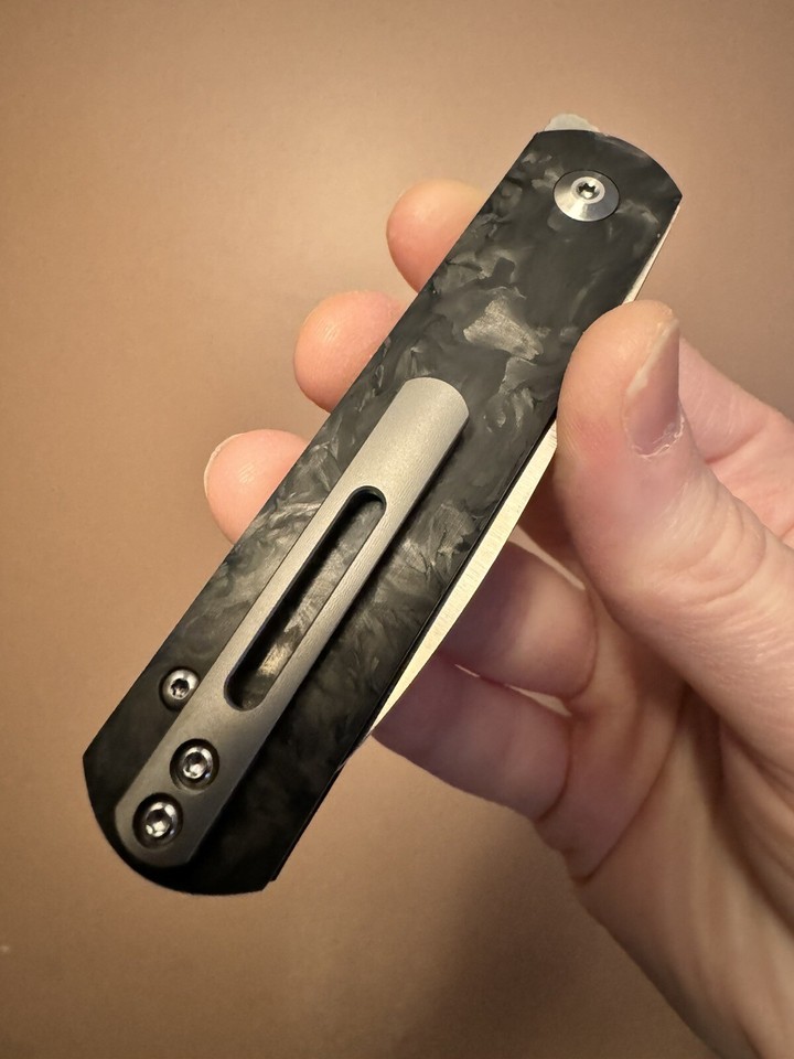 Monterey Bay Knives Ray Laconico Marbled Carbon Fiber EWC Folding Knife ...