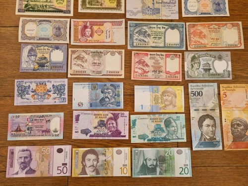 Banknote Collection of 28 Worldwide Uncirculated Genuine Paper Money ...