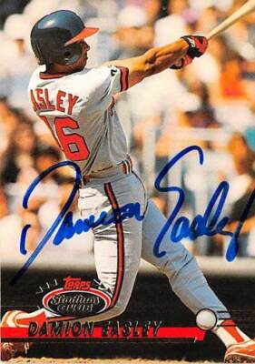 Damion Easley autographed baseball card (Angels) 1993 Topps Stadium ...