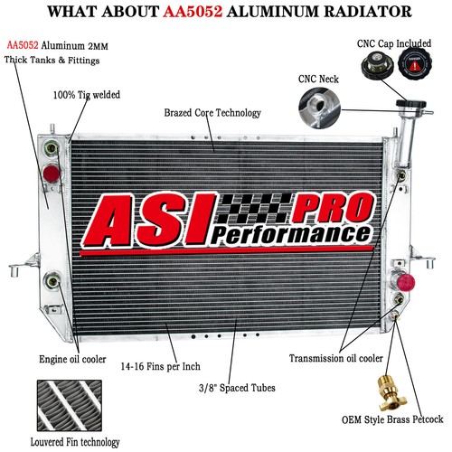 ASI 3 Row Aluminum Radiator Fit 1996-2005 Chevrolet Astro GMC Safari 4 ...