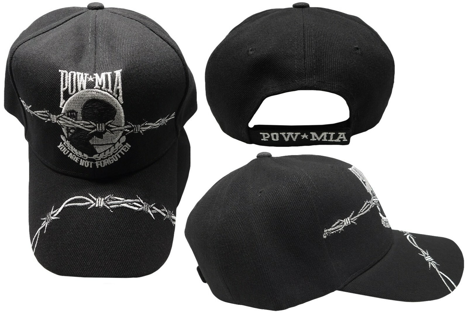 Embroidered USA Pow Mia POWMIA Barb Barbed Wire Shadow Baseball Cap Hat ...