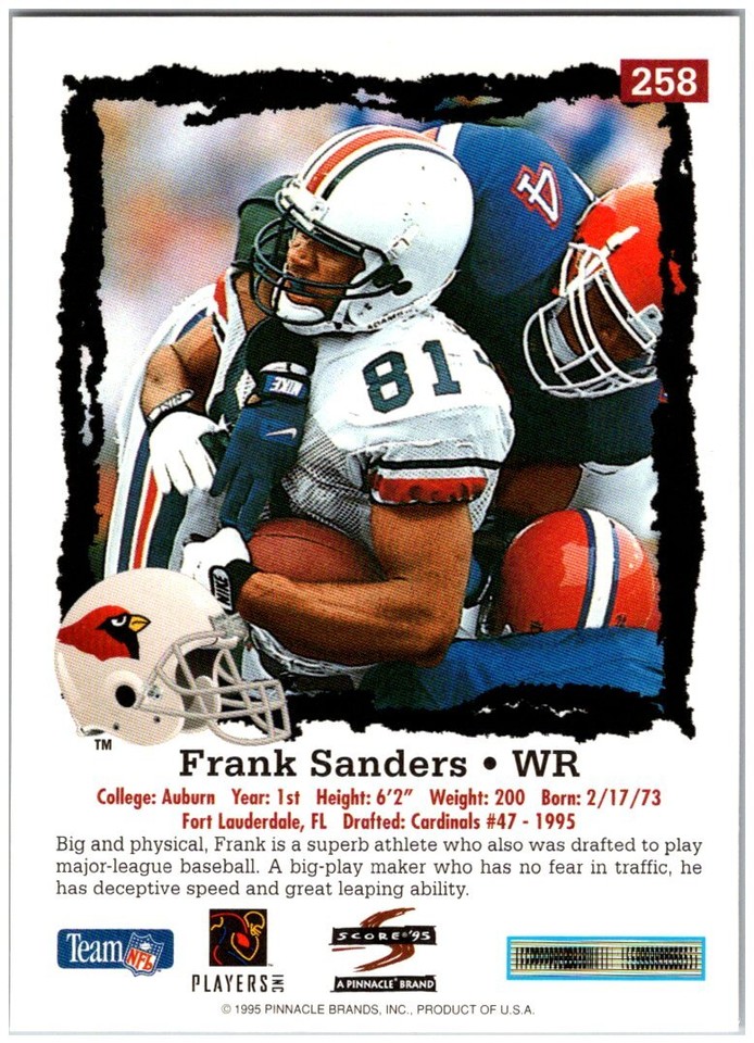 1995 Score #258 Frank Sanders - Rookie RC FREE SHIPPING! | eBay