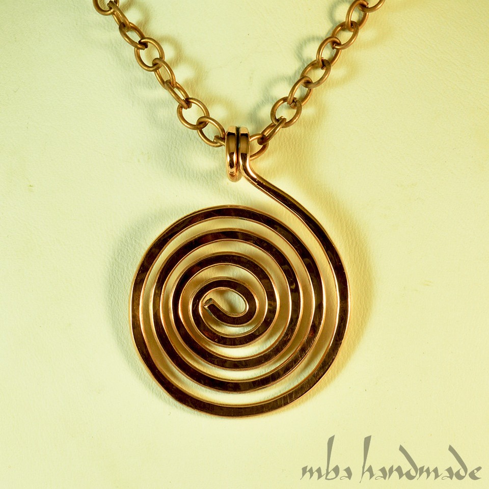 Pure Copper Wire Wrapped Unisex Spiral Pendant - Artisan Unique Jewelry ...