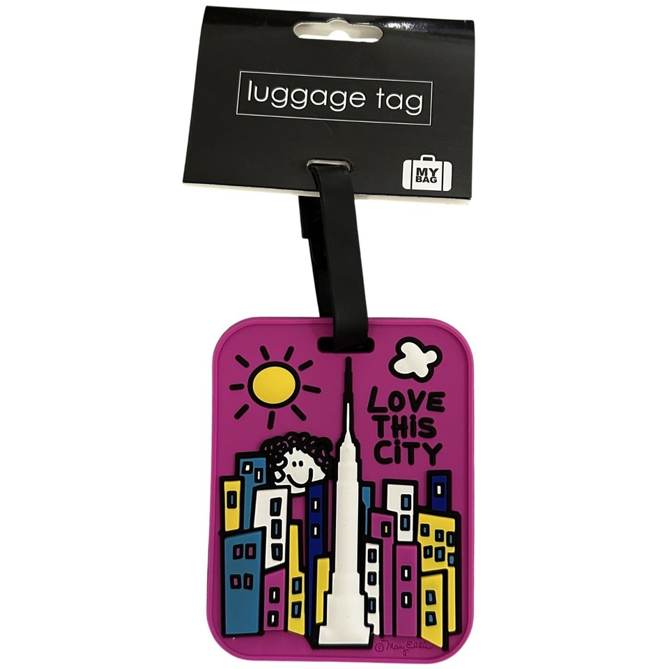 Mary Ellis Luggage Tag NYC New York City Skyline Love Rubber Hidden ...