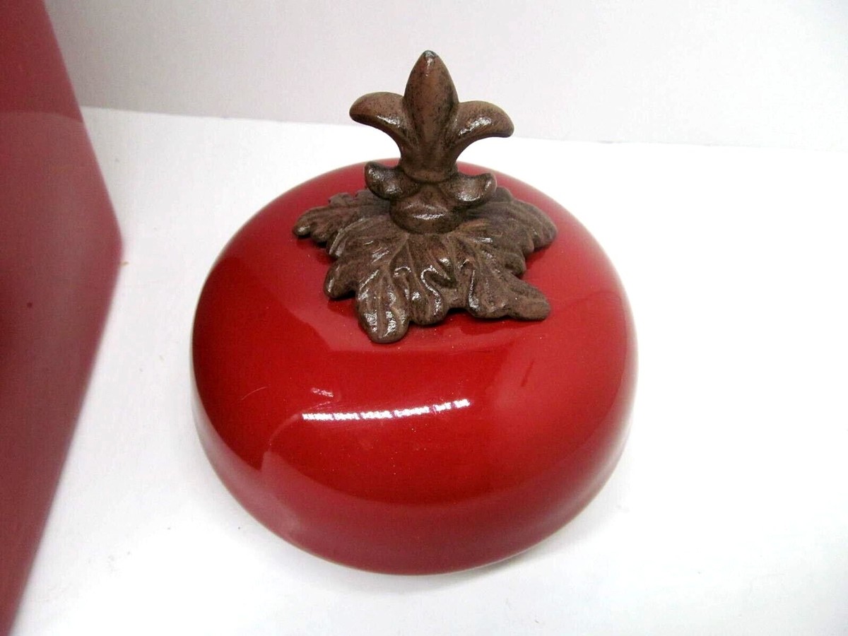 Red Fleur De Lis Canisters Drake Design Fleur De Lis Tall Tuscan