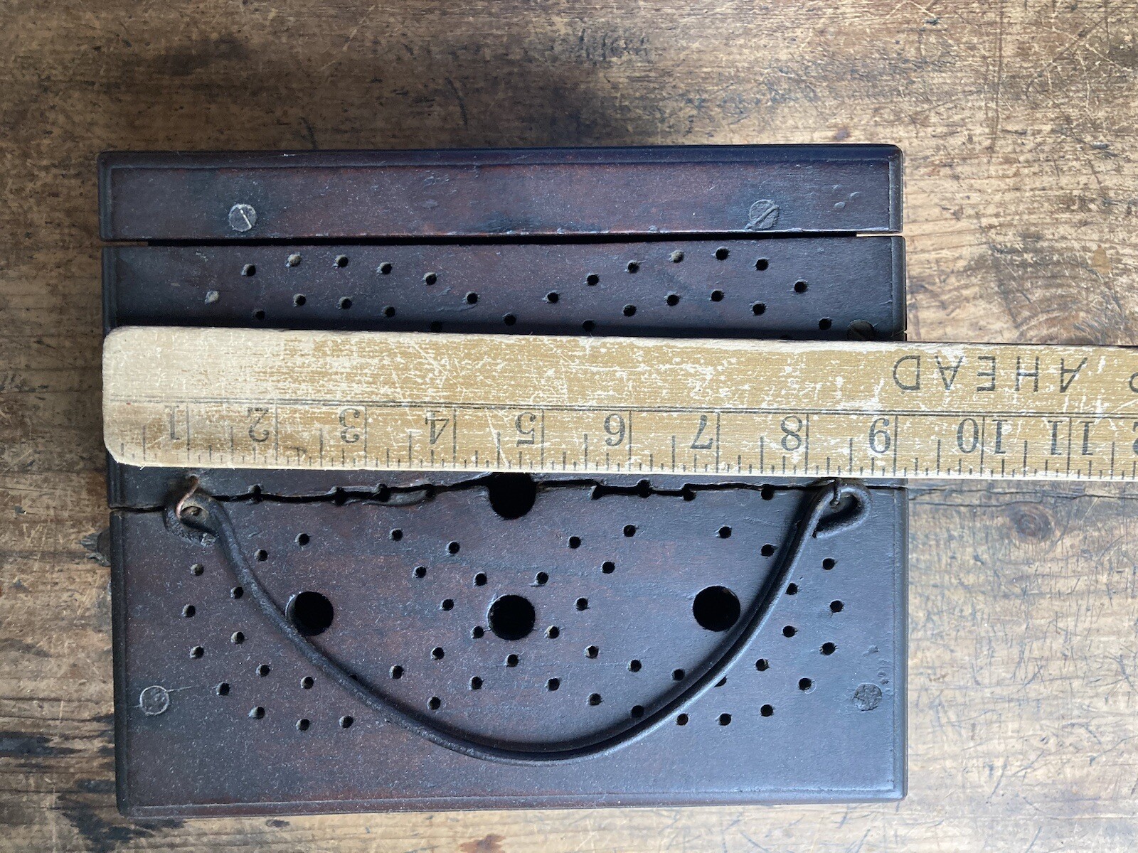 BEST! Many Hearts! ANTIQUE 18th C Colonial Wooden Carriage Foot Warmer ...