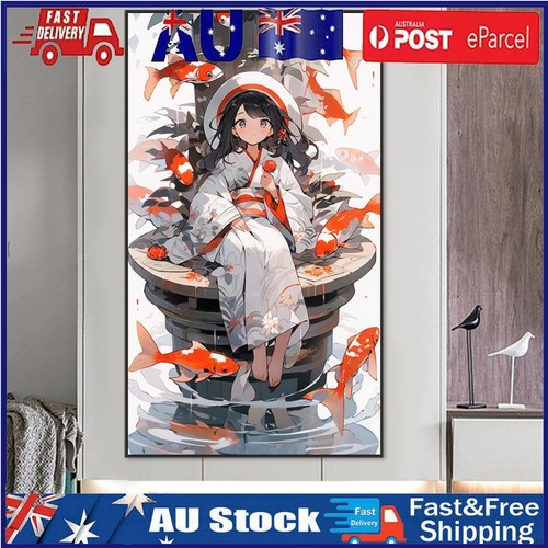 5D DIY Full Round Drill Partial AB Diamond Painting Goldfish and Girl ...