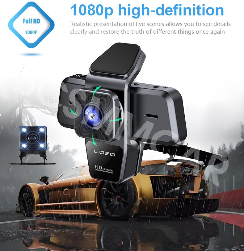 Car 3 Channel Dash Cam 1080P Front/Rear/Interior Camera Video Recorder ...