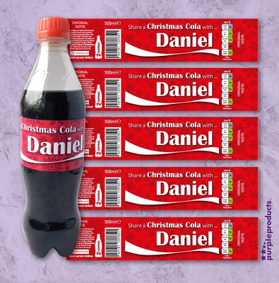 5 x Share a Christmas Cola - Personalised 500ml Coke Bottle Labels, Any ...