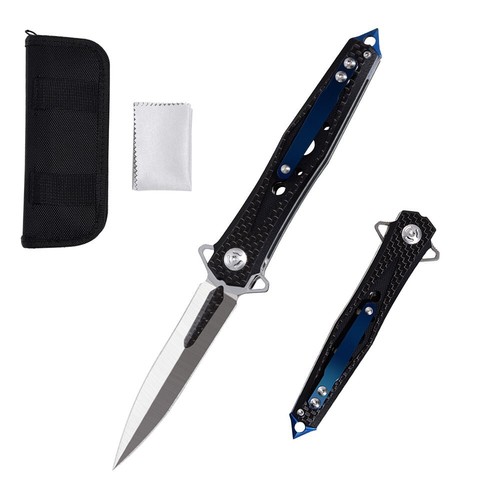 3 inch pocket Knife with Clip D2 blade Folding knife Carbon Fiber ...