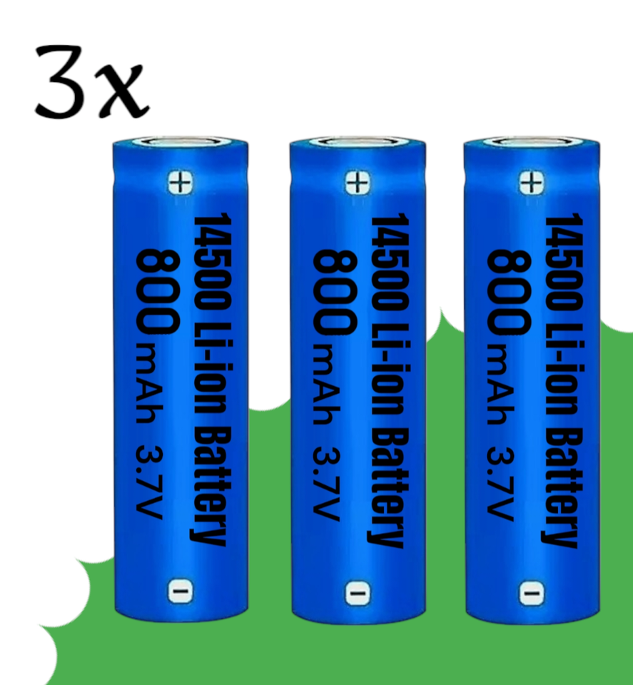 14500 Li-Ion Cylindrical 3.7V 800mAh Rechargeable Battery Cell Flat Top ...