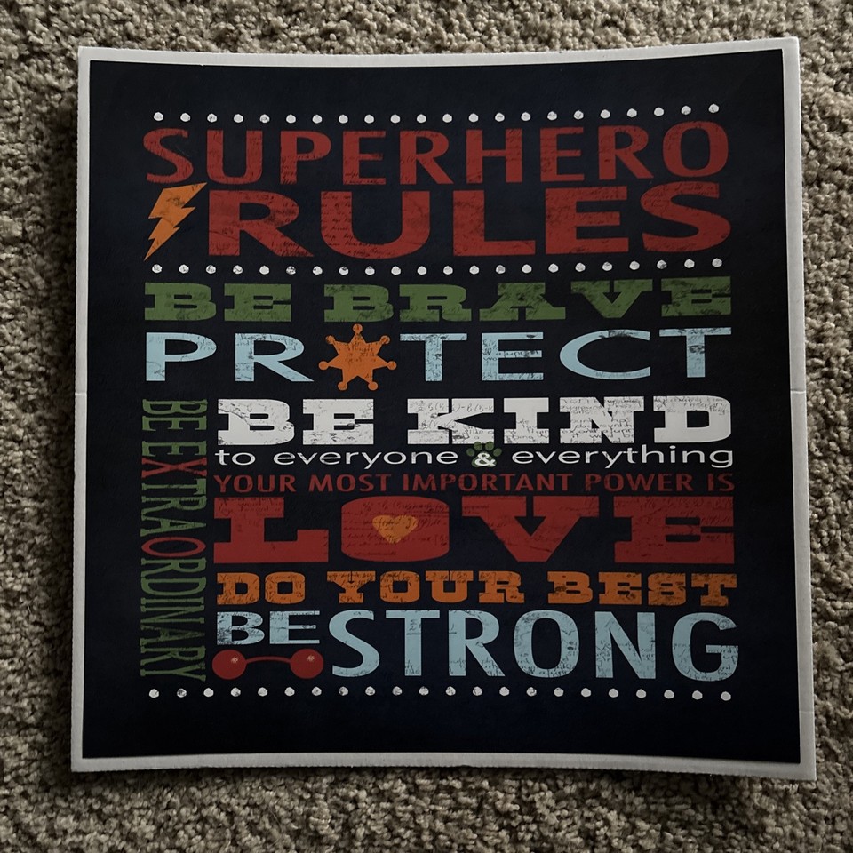 Dark Blue Superhero Rules Square Wall Print | eBay
