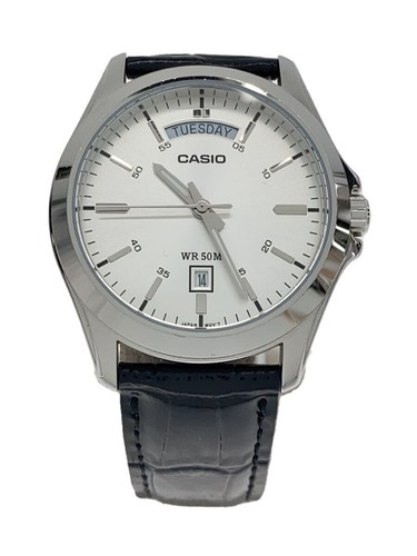 CASIO Classic Silver Leather Watch Unisex 1.77x1.57 inches | eBay