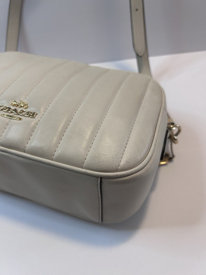 Coach Jes Crossbody Bag With Linear Puffy Quilting Leather Gold & Chalk ...