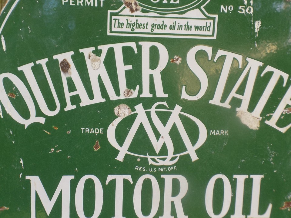 Vintage Quaker State Tombstone Double Sided Porcelain Sign | eBay