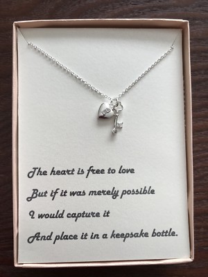 Lock and Key Heart Pendant Necklace w/ love poem. | eBay