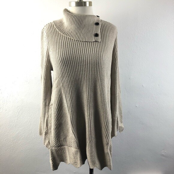 Style & Co Women's Sweater Envelope-Neck Long Sleeve Tunic Beige Size ...