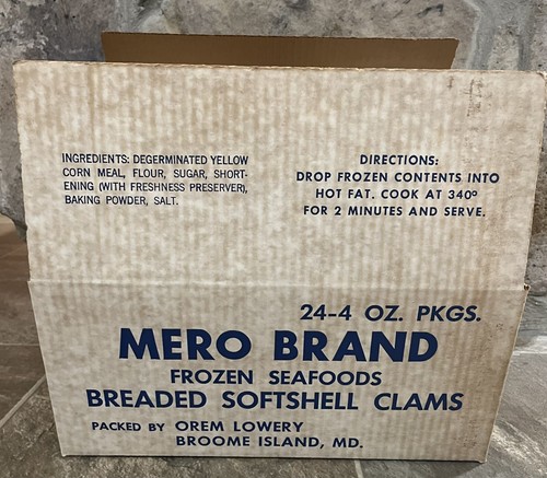 Mero Brand Clams Shipping Box Unused Broomes Island MD Calvert Not ...