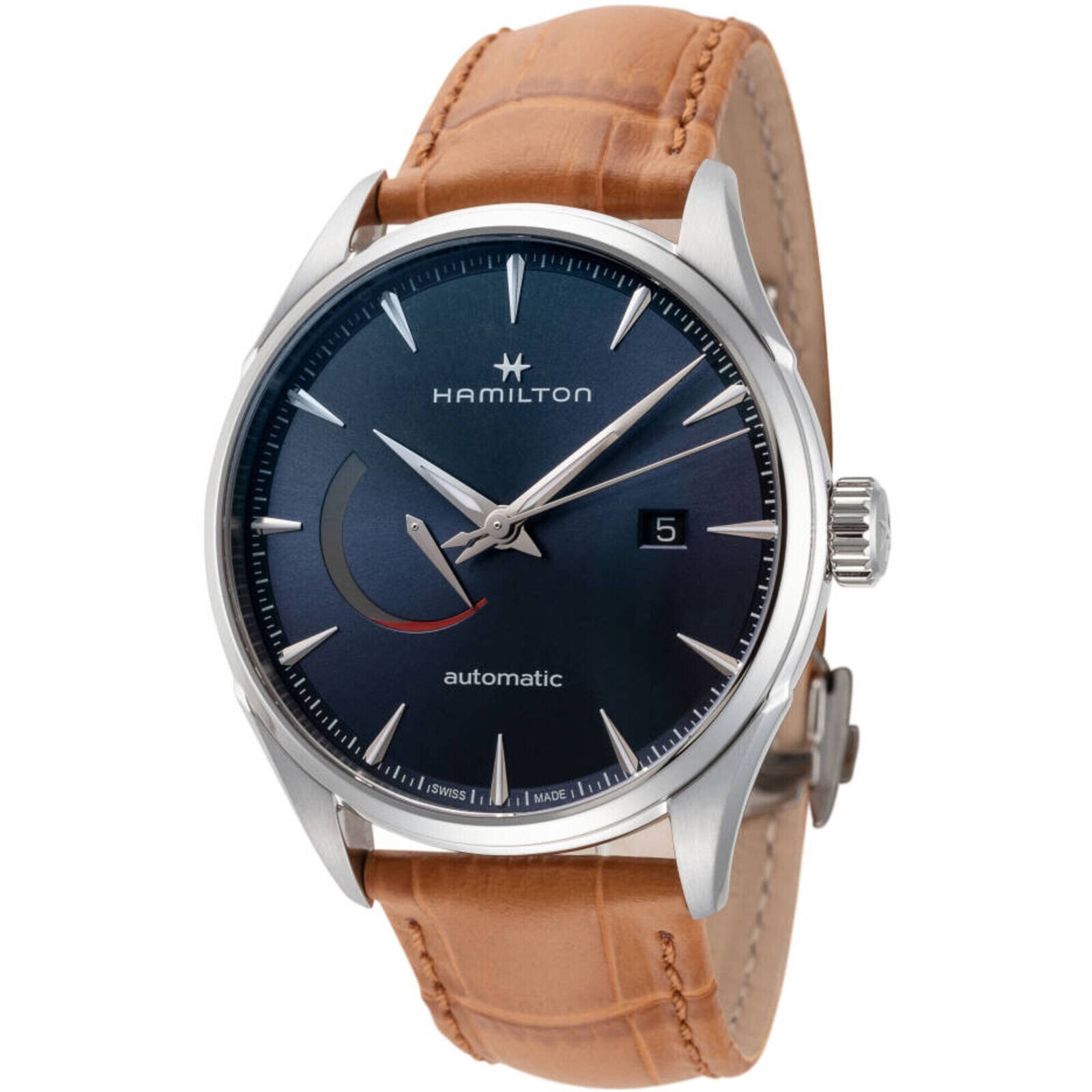 Hamilton Men's Watch Jazzmaster Blue Dial Brown Calf Leather Strap ...