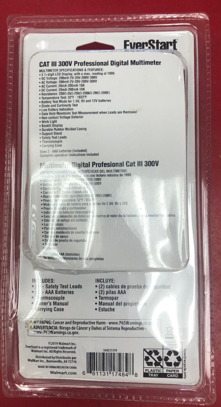 everstart professional cat III 300v digital multimeter | eBay