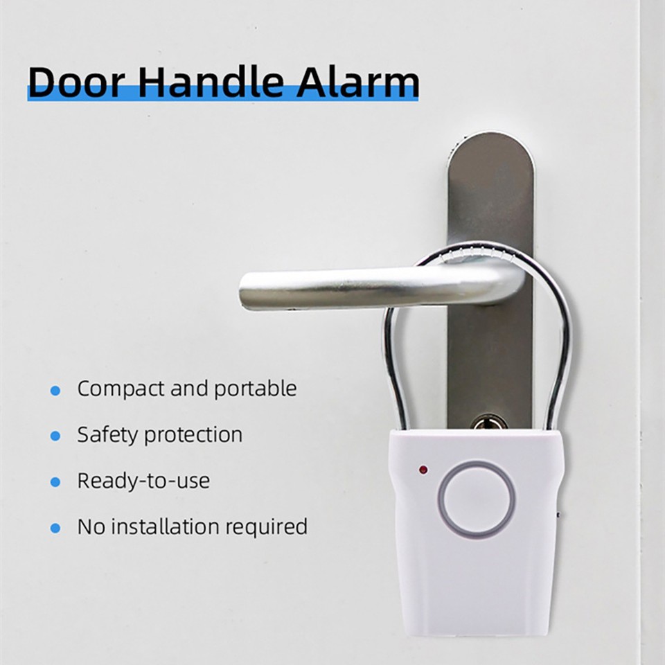 White Door Handle Alarm 115dB Door Security Alarm Touch Sensor Anti ...