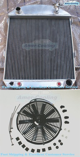 3Row Aluminum Radiator + 16 Fan For 1917-1923 Ford Model T Bucket Chevy ...
