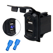 2 in 1 Universal LED USB 12v Dual Car Charger Cigarette Socket Lighter ...