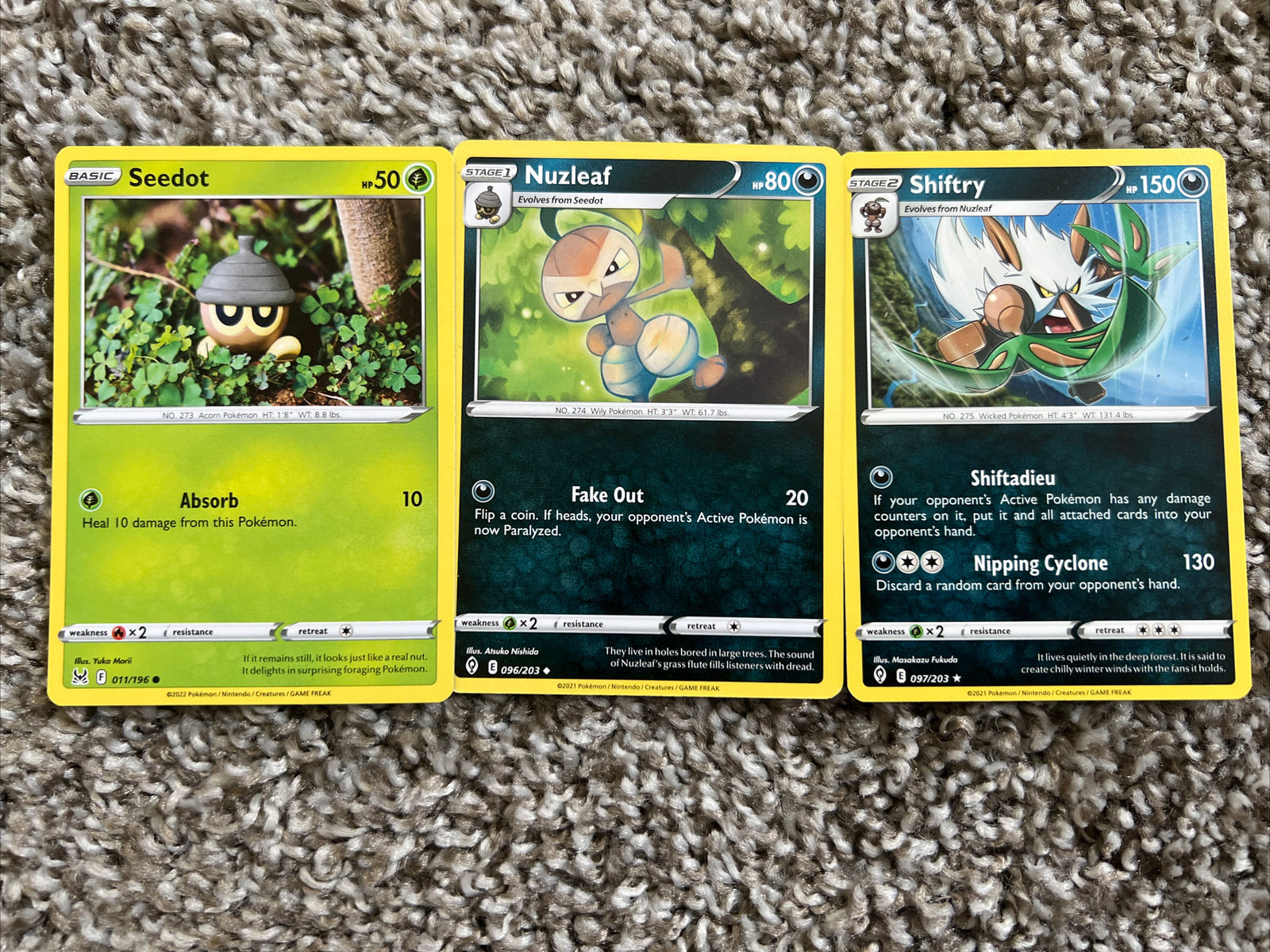 Pokémon TCG Shiftry 097/203 Nuzleaf 96/203 Seedot Combo with Free ...