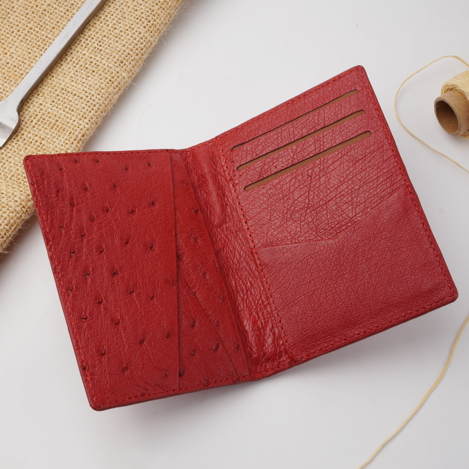 Genuine Crocodile Ostrich Leather Cardholder Double side Skin Bifold ...