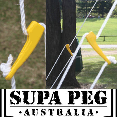 SUPA PEG HEAVY DUTY CORNER Runner (Double) Tent Pole Guy Ropes & Spring ...