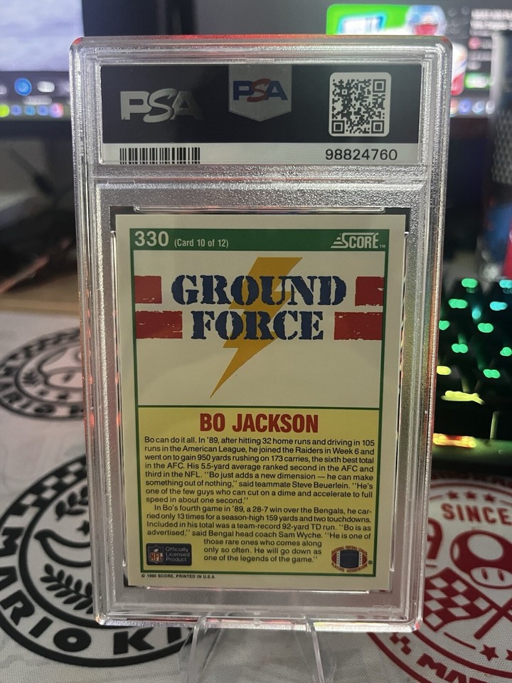 1990 Score Bo Jackson #330 (GROUND FORCE) PSA 8 NM - MINT (NEW SLAB) | eBay