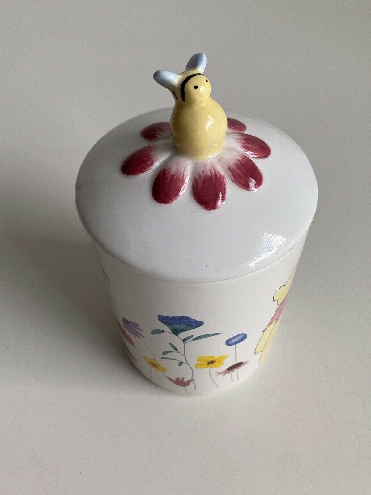 DISNEY WINNIE The POOH Spring Canister JAR WITH LID FLORAL Bathroom ...