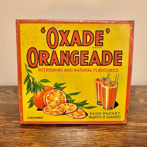 OXADE ORANGEADE OXO LTD. THAMES HOUSE LONDON ENGLAND 50 PACKETS TIN BOX ...