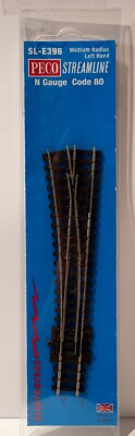 Peco #SL-E396 Code 80 Medium Radius #6 Turnout - Streamline -- Left ...