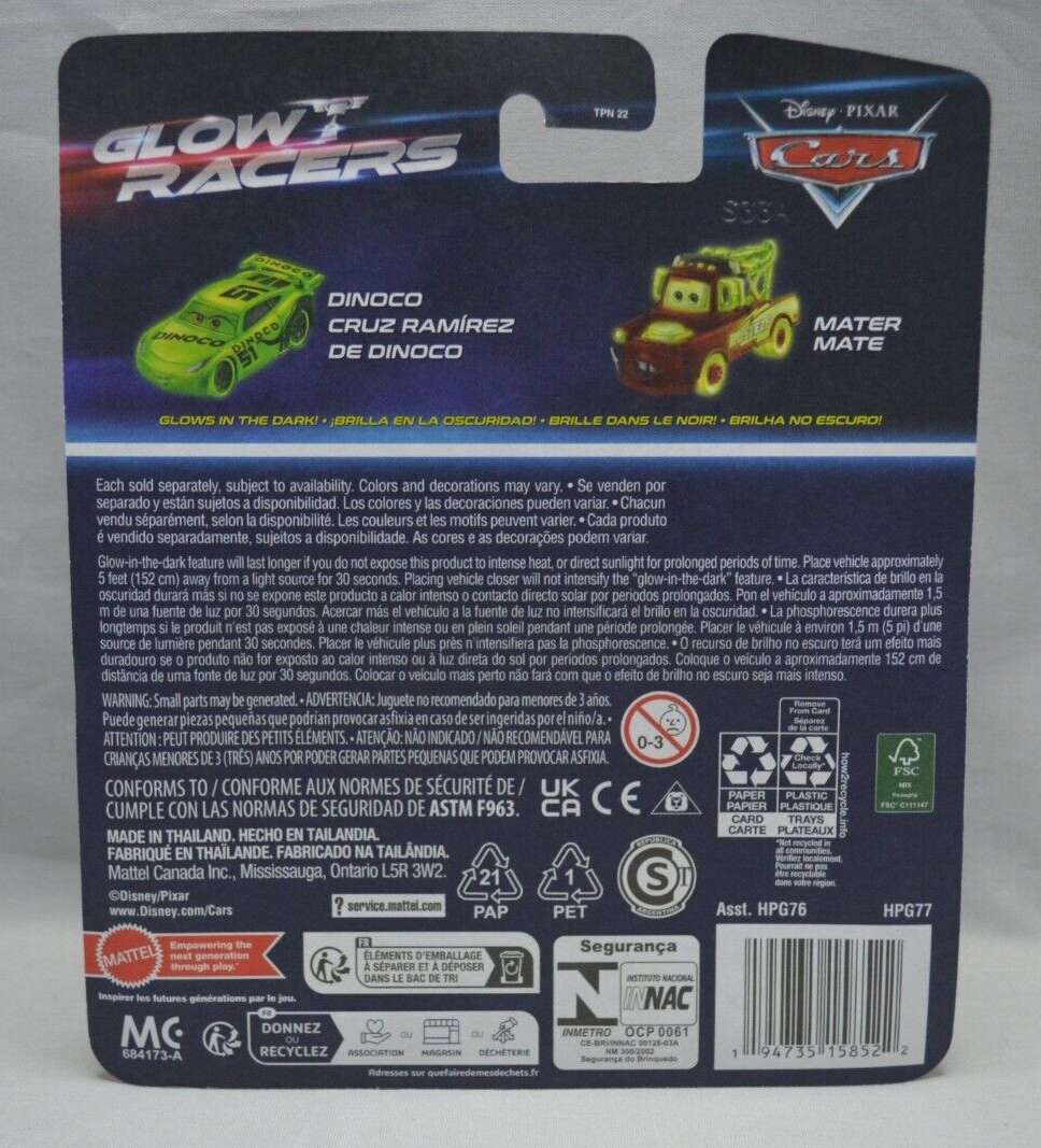 2023 Disney Pixar Cars Glow Racers Lightning McQueen Glows in the Dark ...