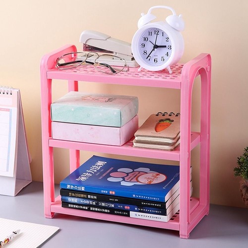 1PC Assembled Three-Layer Storage Rack Adjustable Plastic Desk Shelves ...