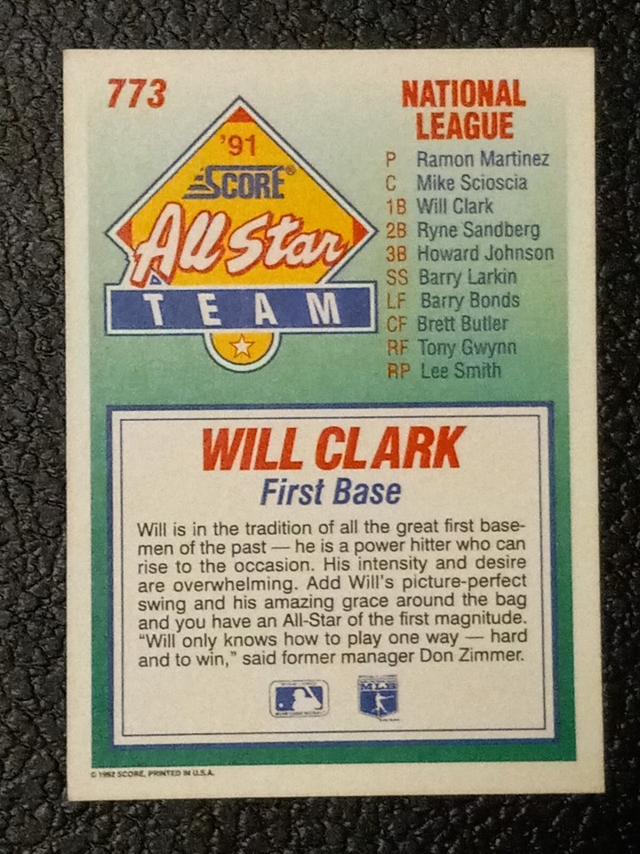 1992 Score 773 Will Clark | eBay