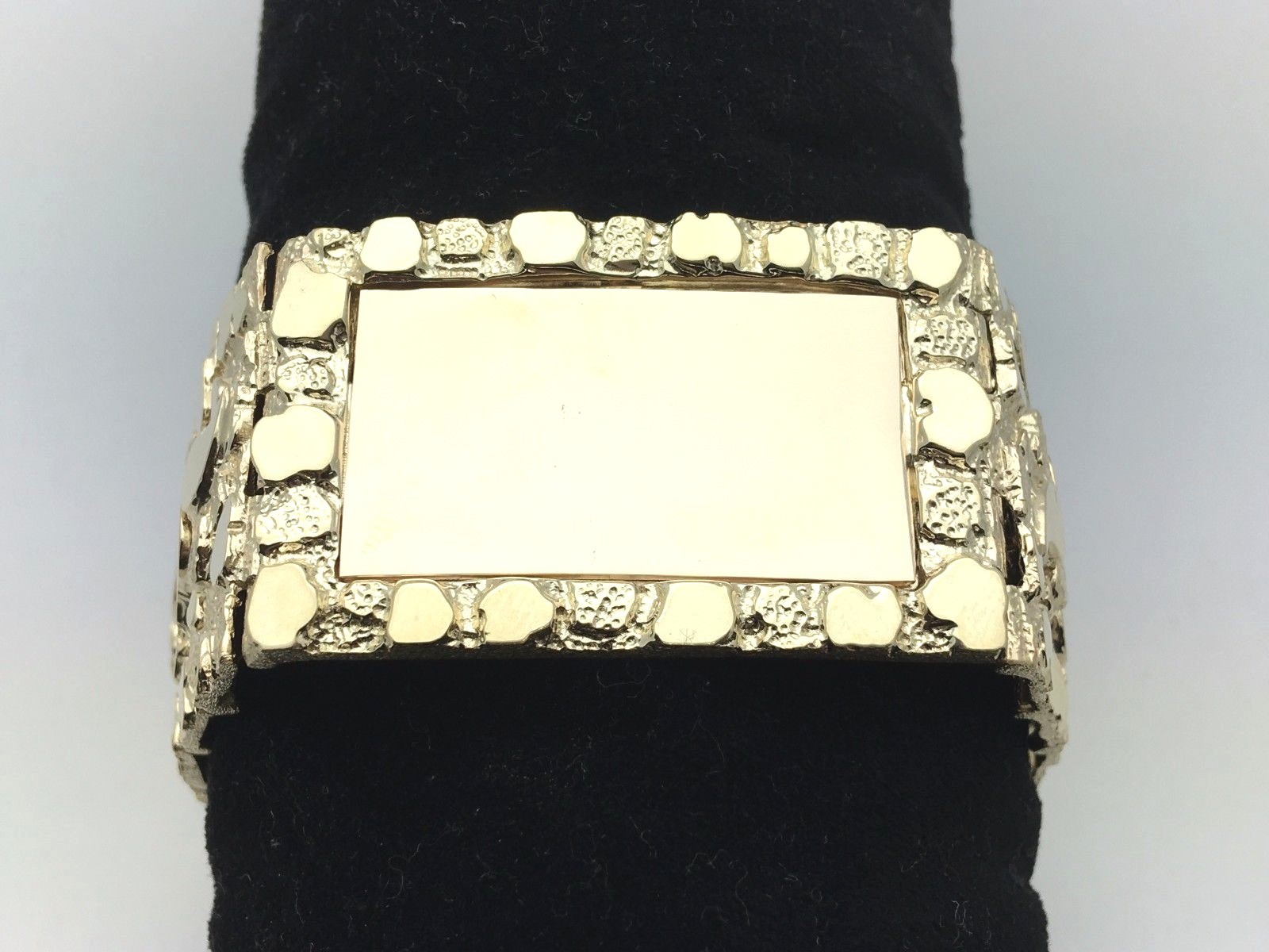14k Yellow Gold Solid Nugget ID Bracelet Adjustable 7.5"-8" 31mm 93 ...