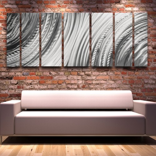 Silver Wall Art Panels Large Metal Wall Decor Modern Abstract ...
