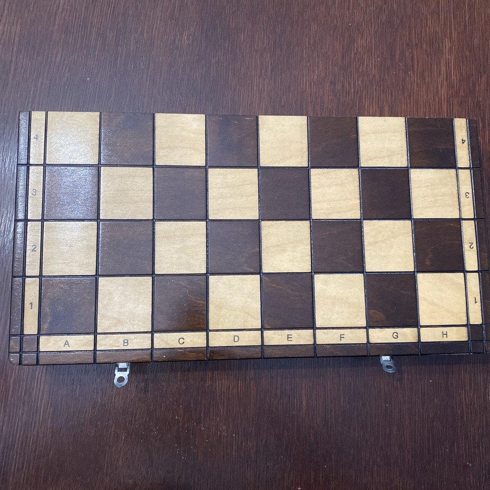 Large Brown Travel Wooden Chess Set With Storage 16 Inch Board 3 1/2 ...