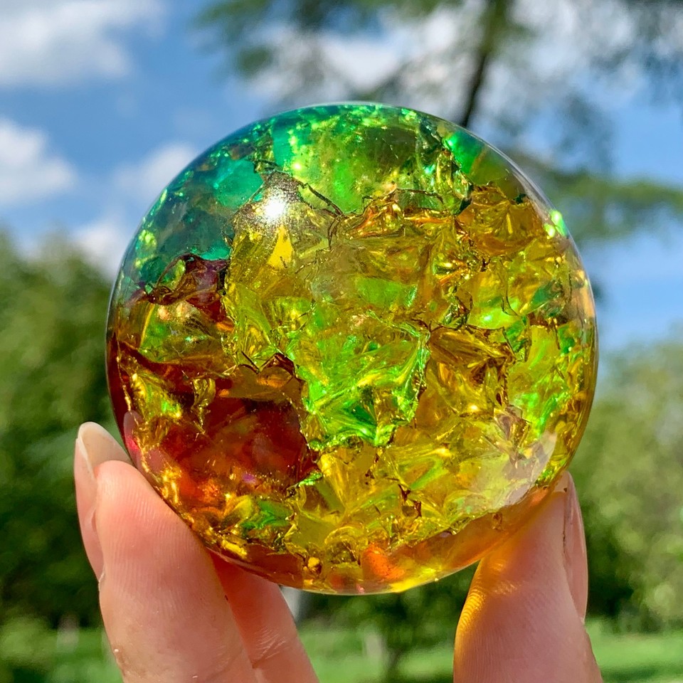 280G Natural Titanium Rainbow Quartz sphere Crystal ball Healing | eBay