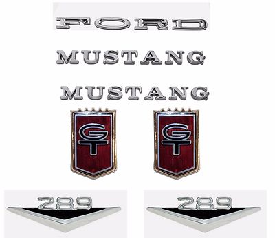 NEW! 1965 - 1966 Mustang GT Emblem Kit FORD Letters, 289 Emblems ...