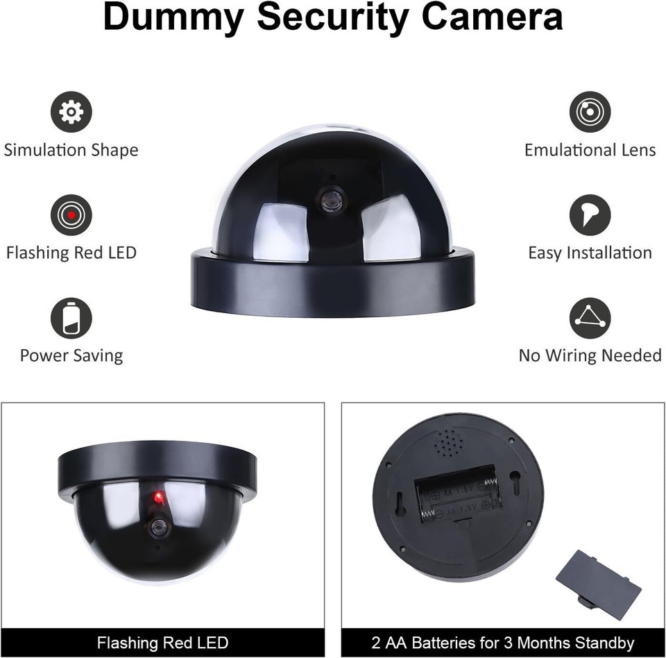 4 Pack Dummy Fake Camera Security CCTV Dome Cameras w/Flashing Red ...