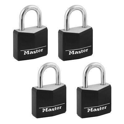 Master Lock 4 Pack Black Padlocks Indoor Outdoor Keyed Alike Security ...