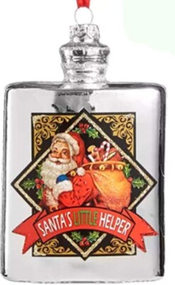 Holiday Lane Foodie and Spirits Silver Flask Ornament | eBay